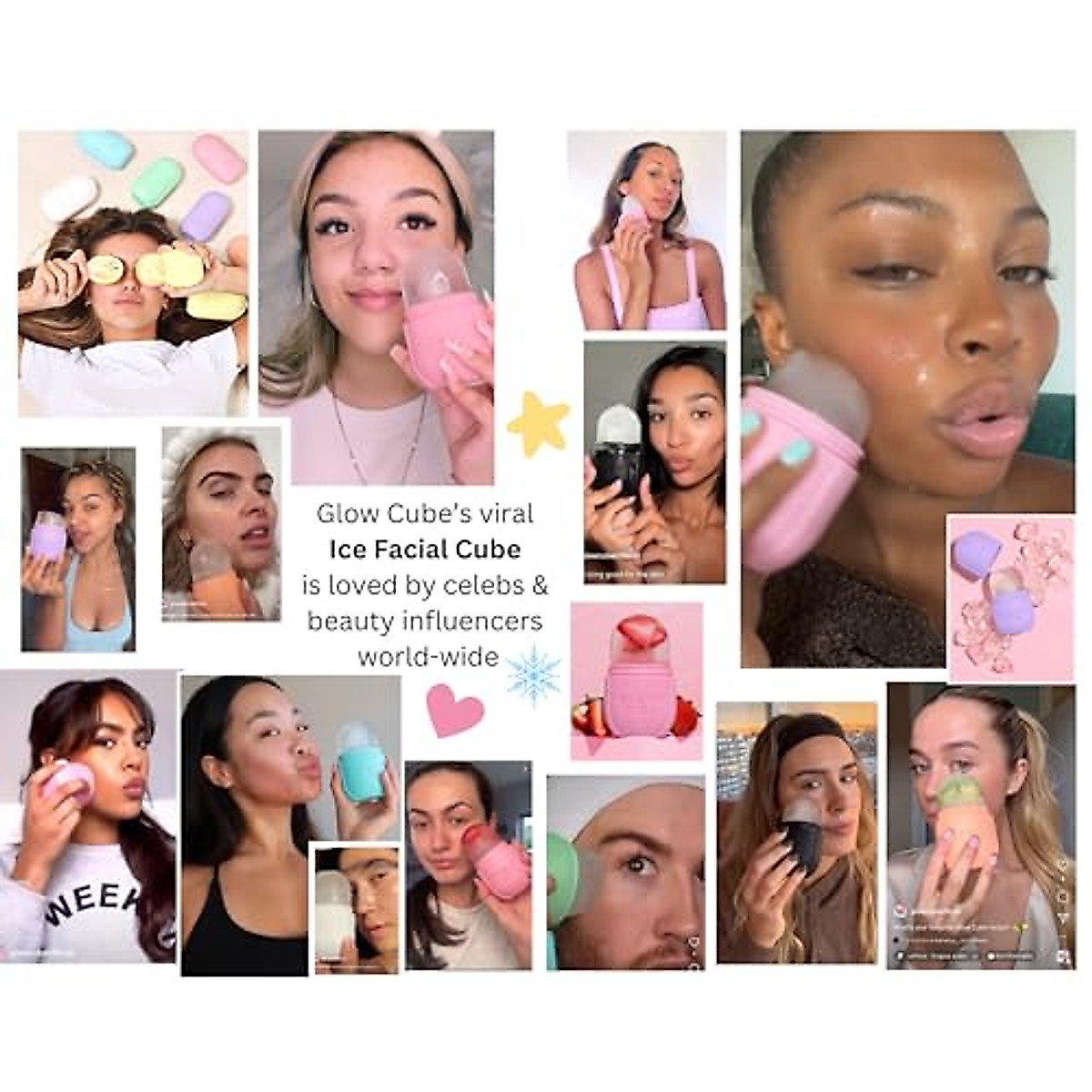 Glow Cube Ice Roller For Face Eyes and Neck To Brighten Skin & Enhance Your Natural Glow/Reusable Facial Tool to Tighten & Tone Skin & De-Puff The Eye Area (Black)