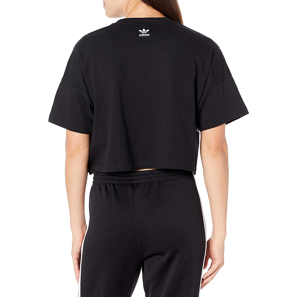 adidas Originals womens Large Logo T-Shirt Black/White Large