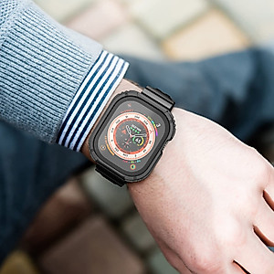 Adepoy 2 Pack Rugged Case Compatible for Apple Watch Ultra/Ultra2 49mm with Tempered Glass Screen Protector, Military All Around Hard TPU Protective Cover Case Shockproof Bumper for iWatch Men 49mm