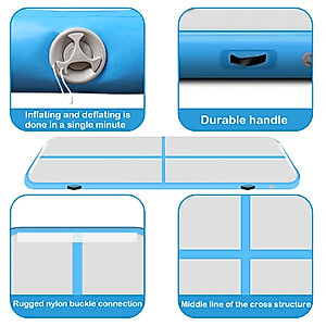 Mecalm Air Gymnastics Tumbling Mat 16FT Gymnastics Air Mat 4 inchs Thickness Gymnastics Mats for Tumbling with Electric Air Pump for Home/Gym/Yoga/Training/Cheerleading/Outdoor/Beach/Park