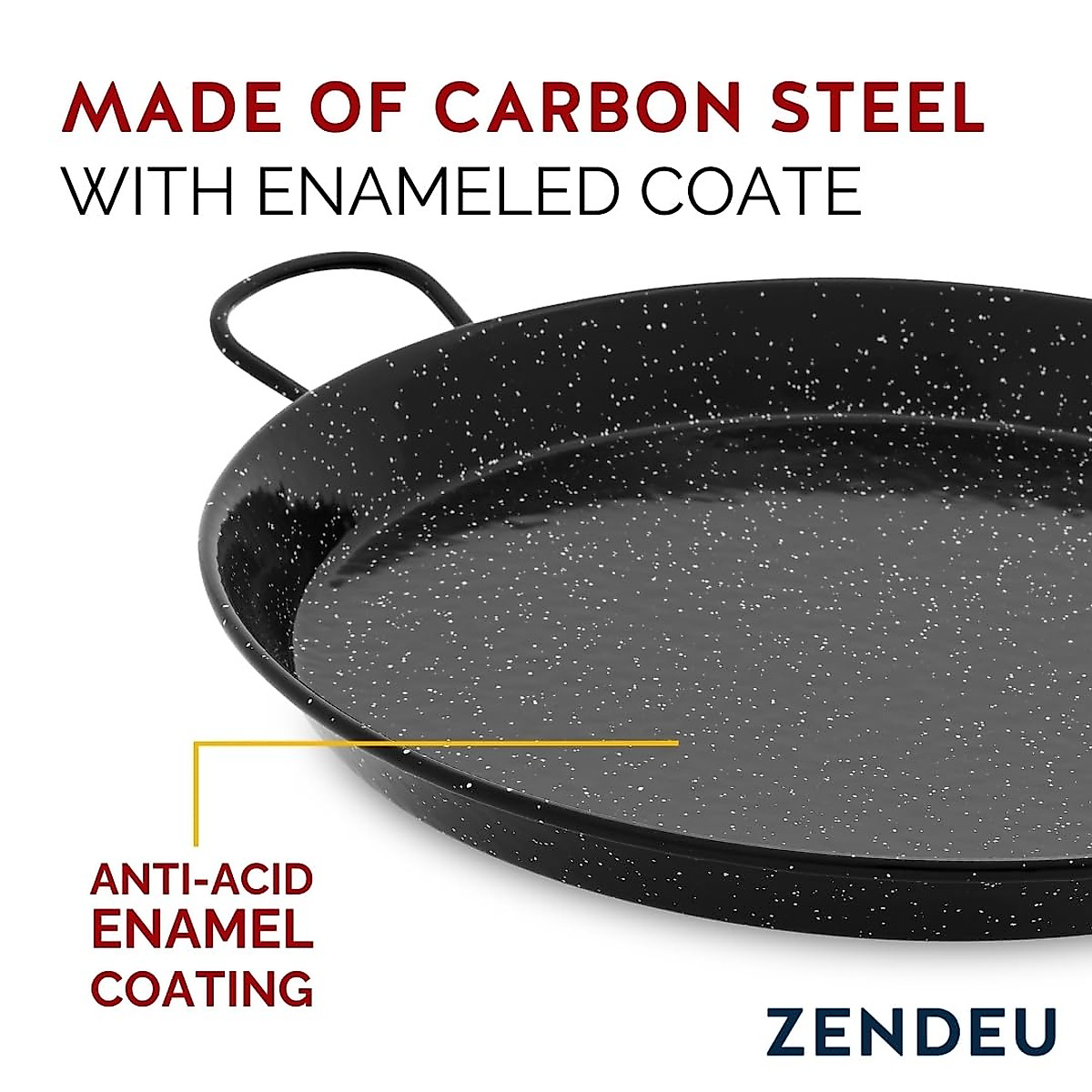 ZENDEU - Paella Pan 24 inch - Enameled Steel Paella Pan, Made in Spain - Easy Cleaning - Enameled Steel, 24 in - 60 cm (20 Servings) Cook your own Spanish Paella