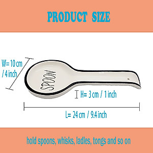 2 set of Ceramic Spoon Rests, Cream white Spoon Holder Porcelain for Cooking & Counter Protection for Tablespoons, fork, Ladles, Modern Farmhouse Kitchen Decor and Essential Kitchen Gadgets