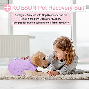 KOESON Recovery Suit for Female Dogs, Dog Recovery Suit After Spay Abdominal Wounds Protector, Bandages Cone E-Collar Alternative Surgical Onesie Anti Licking Purple Stars XL