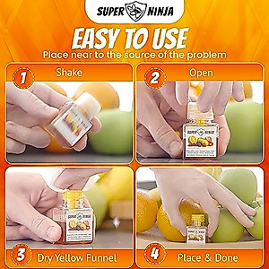 Super Ninja Fruit Fly Traps for Indoors - Highly Effective Ecological Fruit Fly Trap - Environmentally Responsible Fruit Fly Killer - User Friendly - Up to 3 Weeks per Trap (4 Traps)