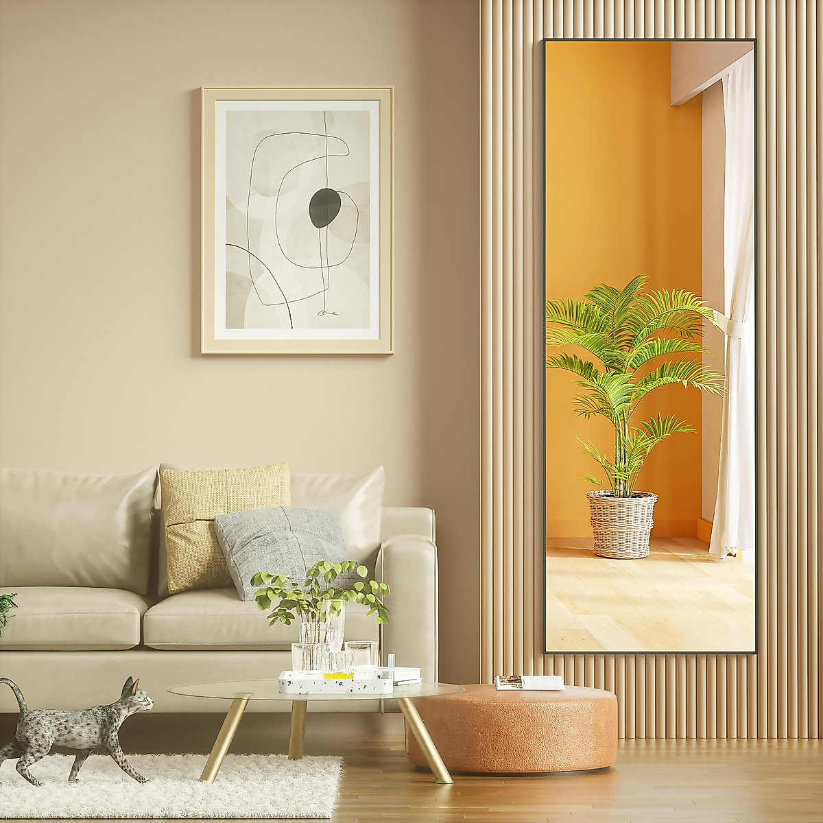 Hasipu Door Mirror Full Length, 51 x 16 Inch Full Body Wall Mirror Over The Door Hanging Mirror for Bedroom, Living Room, Cloakroom
