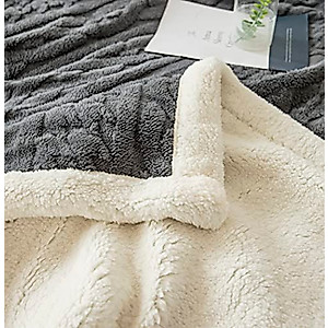 Warm Sherpa Fleece Blanket Twin Size Thick Throw Soft Plush Fluffy Boho Tufted Blanket for Bed Sofa Couch, Cozy Warm Velvet Fleece Throw for Winter, Gray 60''x80''