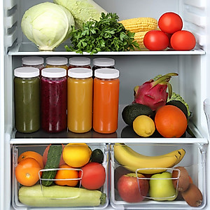 [ 8 Pack ] 16 OZ Reusbale Glass Juicing Bottles w Airtight Lids & 2 Straws & 2 Lids w Hole - Drinking Jars, Travel Water Cups - Tall Mason Jar for Juice, Boba, Smoothie, Tea, Kombucha, Homemade Drinks