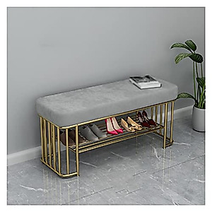 MFCHY Change Shoe Stool Home Door Can Sit-Type Shoe Rack Long Strip Wear Shoe Stool Cloakroom Shoe Cabinet (Color : Black, Size : 60 * 45 * 35cm)