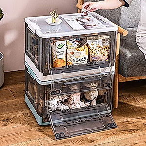 Lucky Monet Clear Storage Bins with Lids 55 Quart, Large Stackable Storage Bins Plastic Organizer Bins Boxes with Wheels & Dual Open, Collapsible Storage Containers for Closet Home Kitchen Car Trunk