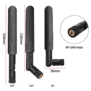 2 x 6dBi 2.4GHz 5GHz Dual Band WiFi RP-SMA Male Antenna+2 x 35CM RP-SMA IPEX MHF4 Pigtail Cable for M.2 NGFF WiFi WLAN Card