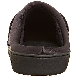 isotoner Women's Microterry PillowStep Satin Cuff Clog Slippers, Black, 7.5-8 B(M) US