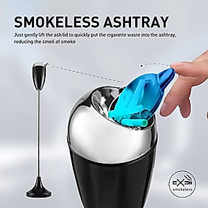 Anfrere Tall Outdoor Standing Ashtray with Lid, Black Adjustable Stand Ash Butt Holder for Home Patio, Outside Windproof Cigar Ash Tray Cigarette Butt Disposal Receptacle in 20", 27.5", 35" Heights