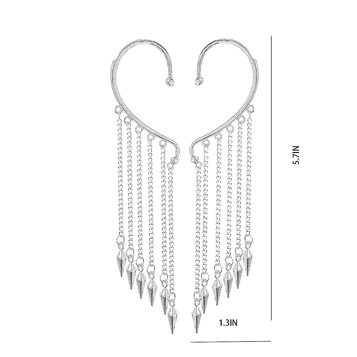 CSIYANJRY99 2 PCS Ear Wrap Tassel Dangle Earrings Agate Pearl Ear Cuffs for Women -Non Pierced Ear Cartilage Wrap Hoop Earrings Gold Silver (A-S (Bullets))