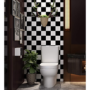 Livelynine 15.8X394 Inch Checkered Black and White Contact Paper for Floors Waterproof RV Flooring Peel and Stick Vinyl Linoleum Flooring Roll Adhesive Wallpaper To Cover Bathroom Tile Kitchen Sticker