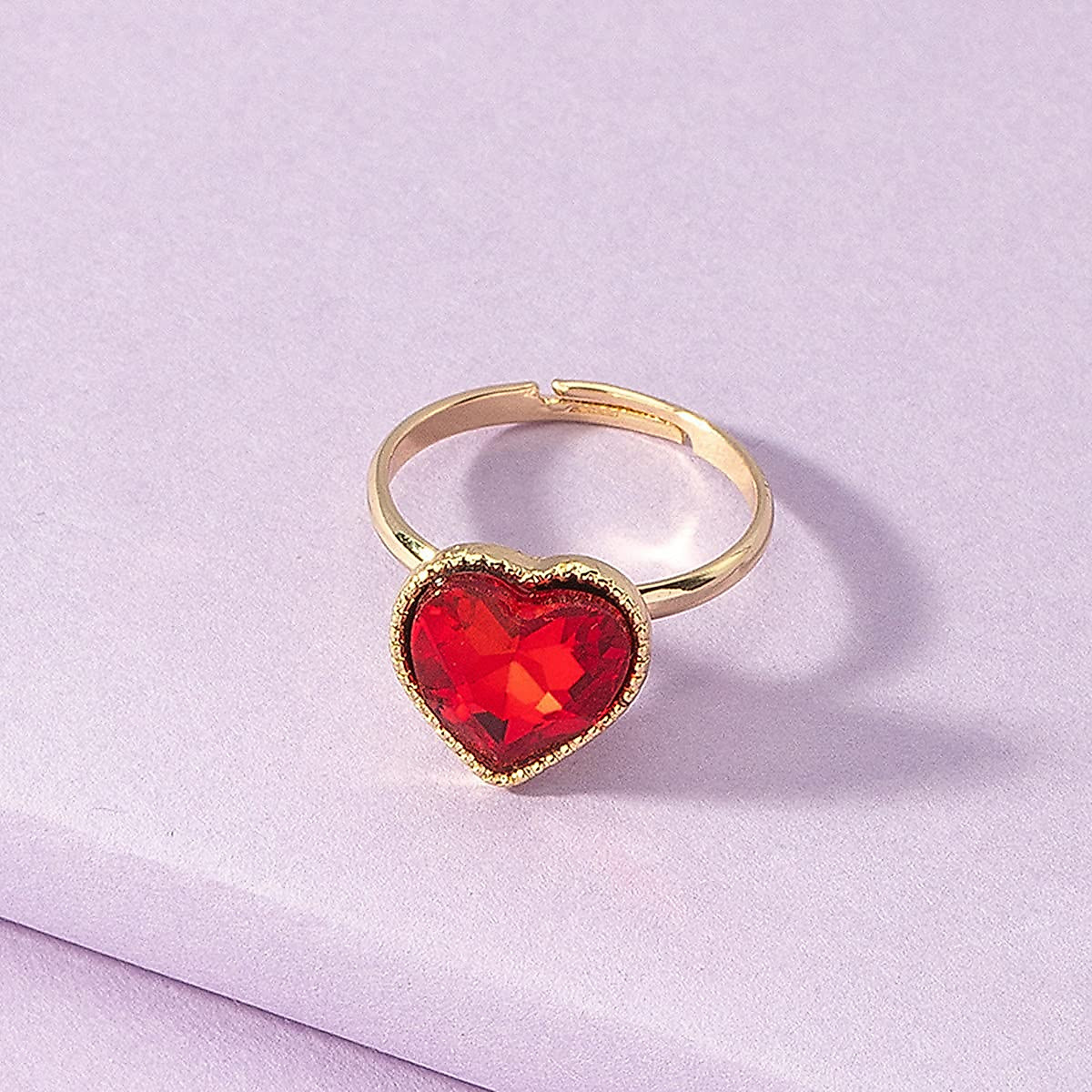 Sun Gem Ring Sunshine Gemstone Finger Ring Sunrise Stone Finger Band Sunflower Crystal Knuckle Joint Ring Open Adjustable for Women Minimalism Jewelry-A heart