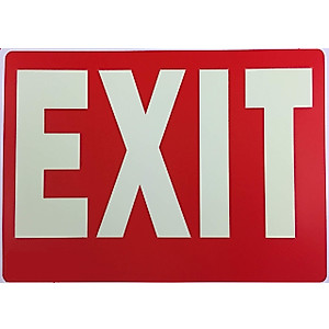 Exit Sign Glow-in-The-Dark Exit Sign, 12 by 8 Inches, Photoluminescent By natraco (4 Pack)