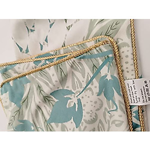 mapersu Velvet Throw Pillows Cover 18 X 18 Inch Green Blue Beige Cushion Cover with Flower Blooms Leaves Modern Trim Cushion Case Farmhouse Home Decorative