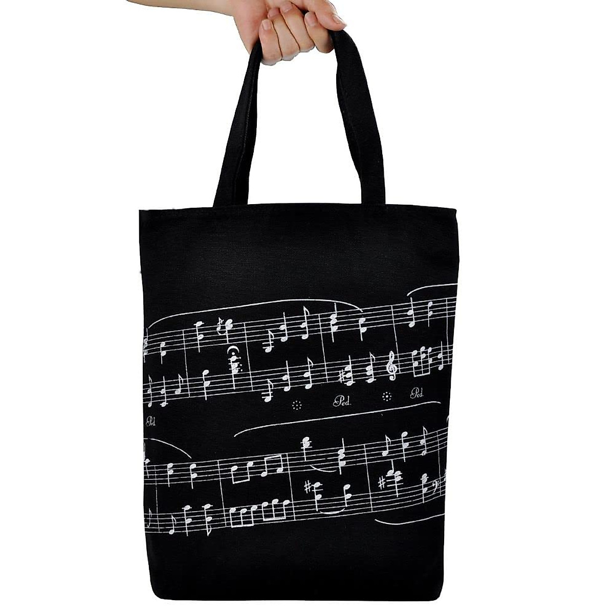 COCOMK Reusable Grocery Bags,Music bag,Canvas Tote Bag Perfect for Shopping,Laptop,School Books Medium