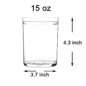 Youngever Clear Plastic Apothecary Jars (2 Sets 15 Ounce)