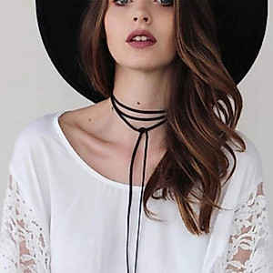 Olbye Thin Suede Choker Necklace Black Cord Necklace Suede Ribbon Choker Jewelry for Women