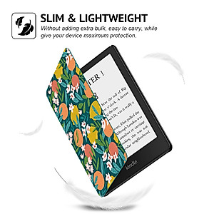 Ayotu Case for 6.8" Kindle Paperwhite 11th Generation 2021 and Signature Edition - PU Leather Cover with Auto Wake/Sleep - Only for Amazon Kindle Paperwhite 2021, The Flowers and Fruits