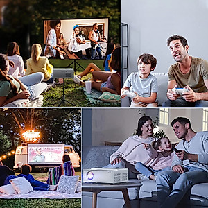 5G WiFi Projector with Screen, 400 ANSI Real Native 1080P 4K Outdoor Projector for Theater Movies, Synchronize Smartphone, Compatible W/ TV Stick/HDMI/PS4/Console [120'' Screen Included]