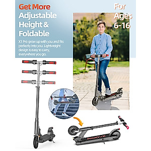 ALLMOVE Electric Scooter for Kids with 150W Motor Up to 11 Mph & 8 Miles, Foldable E-scooter Ages 6-16 with LCD Display, 3 Adjustable Speeds & Heights, Maximum 165 Ibs (Black)