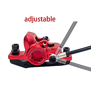 DEYING 950E Electric Power-Off E-Bike E Scooter Hydraulic Disc Brake Front & Rear Set & 180mm Rotor Mounting Adapter Included (Red, Contector Left Side)