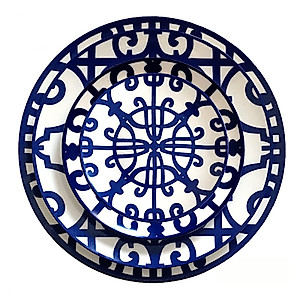 OUSIKA Plates Four-Piece Ceramic Plate Hand-Painted Red Art Creative Round Tableware Dinner Plate Set Wedding Pasta Charging Plate Plate (Color : Green)