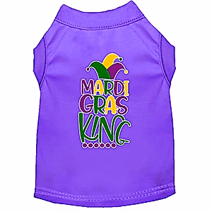 BRIGHTT - Mardi Gras King Screen Print Mardi Gras Dog Shirt Purple Med for Pet Dog Puppy Pup Pupper Doggos