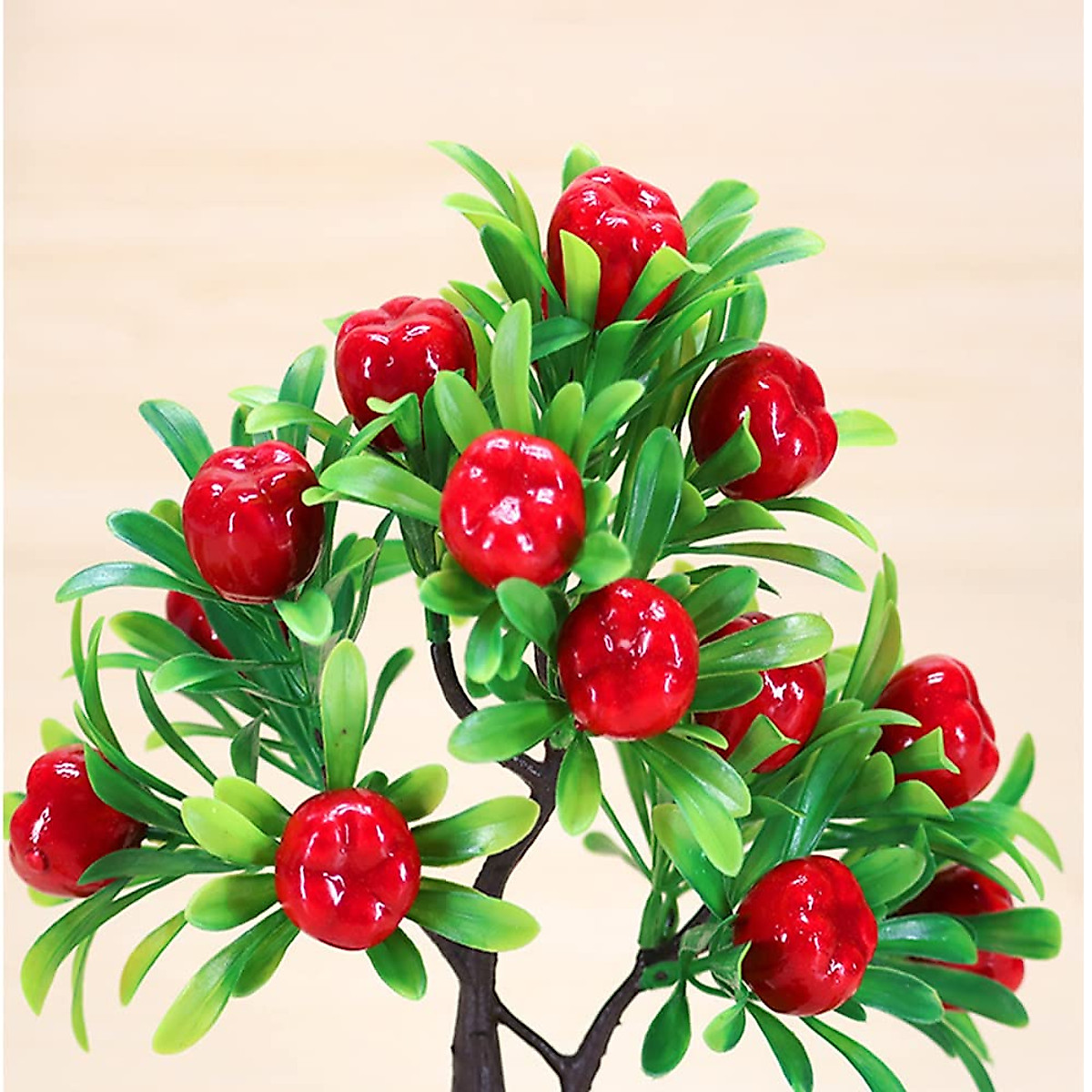 9.85 inch Artificial Potted Plants，Potted Plants Artificial Apple Tree, Artificial Fruit Apple Tree Bonsai Fake Greenery Plastic Pot,for Home Table Desk Office Bathroom Decor