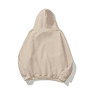 Meladyan Women Solid Basic Loose Hoodie Top Fleece Long Sleeve Pullover Oversized Hooded Sweatshirts with Kangaroo Pocket