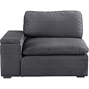 ClickDecor Symphony Mid-Century Microfiber Upholstered Modular Sofa Collection, Reversible Cloud Pillow Soft Seat Cushions, Storage, Charcoal