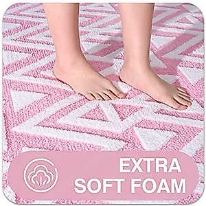 Ompaa Ultra Soft Shaggy Rugs Memory Foam Bedroom Carpet, Pink 4 x 6 Feet, Plush Geometric Textured Area Rugs for Living Room Couch Dorm Bedside Kids Girls Teens Room Nursery Decor Floor Mat