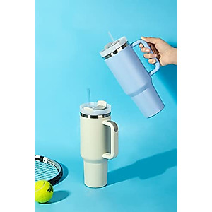 JERRYMIKO 40 oz Tumbler With Handle and Straw Lid,Simpl Moder Double Wall Vacuum Sealed Stainless Steel Insulated Tumblers,Travel Mug for Hot and Cold Beverages,Thermos Travel Coffee Mug(SpringCitron)