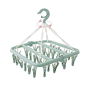 TUKE 32 Clips Folding Clothes Dryer Hanger Children Adults Clothes Dryer Windproof Socks Underwear Plastic Drying Rack