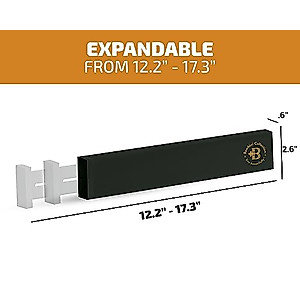 Adjustable Bamboo Drawer Dividers Organizers - Fits Standard Drawers Sized 12.2" Upto 17.3"- Expandable Kitchen Drawer Organizer Separators for Utensils, Dresser, Clothes, Bedroom, Bathroom 4pk, Black