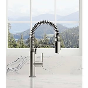 Kohler Provo Semi-Pro Kitchen Faucet with Spiral Spring Neck, Stainless Steel