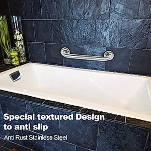 2 Pack 12 Inch Grab Bars for Bathroom, LONVICHTT Anti Slip Bathroom Handicap Grab Bars for Showers Stainless Steel Shower Handle, Bathroom Safety Bars, Senior Assist Bath Handle