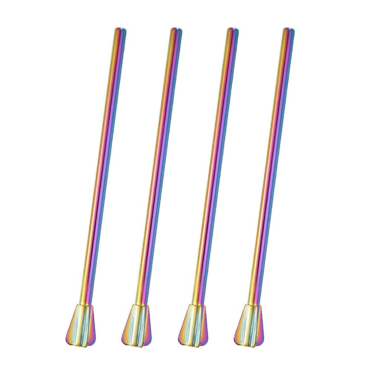 DOITOOL 4pcs Stainless Straws Smoothie Straw Drink Whisk Drink Stirrers Metal Drinking Straw Beverage Straws Reusable Bubble Tea Straw Cocktail Straw Blender Mixing Spoon Symphony Tumbler