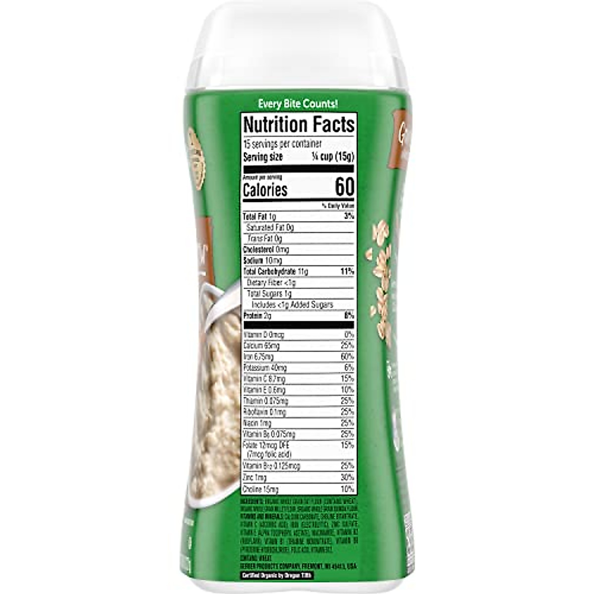 Gerber Organic for Baby Grain & Grow 2nd Foods Cereal, Oatmeal Millet Quinoa Cereal, USDA Organic & Non-GMO Baby Cereal, 8 - Ounce Canister (Pack of 3)