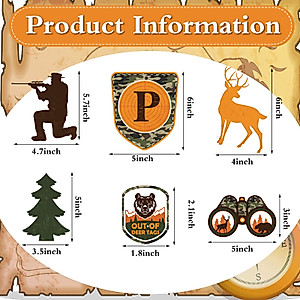 62 Pcs Hunting Theme Party Decorations Hunting Birthday Banner Camo Birthday Party Decorations Camo Cupcake Toppers Hunting Swirls Decorations Deer Decorations for Party Birthday Baby Shower