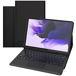 DOMEUN Keyboard Case for Samsung Galaxy Tab S7 FE 12.4" 2021 - Smart Wireless Waterproof Detachable Magnetic Tablet Trackpad Keyboard Cover for S7 FE SM-T730/T736 with S Pen Holder (Black)