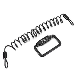 Jerliflyer Bike Helmet Lock, Telescopic Motorcycle Scooter Bike Helmet Lock 3 Digit Password Lightweight Alloy Cable Helmet Lock for Outdoors, Traveling