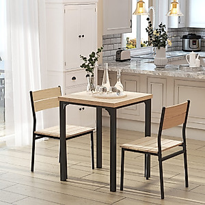 HOMCOM 3 Piece Dining Table Set for 2, Modern Kitchen Table and Chairs, Dining Room Set for Breakfast Nook, Small Space, Apartment, Space Saving
