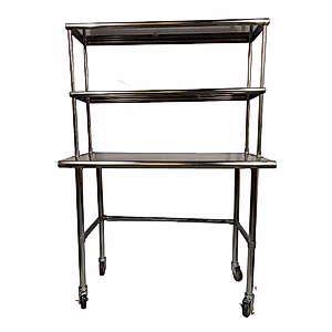 Commercial Stainless Steel Work Prep Table with Open Base 30 x 60 and Double Overshelf 18 x 60 with Casters Wheels
