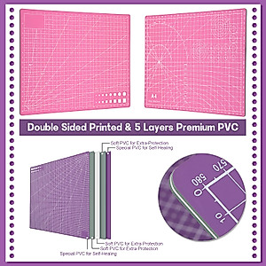Fulmoon 2 Pcs Self Healing Cutting Mat 18 x 24'' and 9 x 12'' Non Slip Rotary Cutting Mat or Sewing Hobby Mat Quilting Mat PVC Double Sided 5 Ply Craft for Fabric Scrapbooking Project