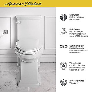 American Standard 2851A104.020 Town Square S Right Height Elongated One-Piece Toilet with Seat, White