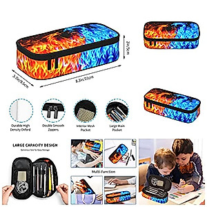 LEOPOM Flame Dragon Fire Backpack Set with Lunch Box Pencil Case Lightweight Large Durable Bookbag For School Teenager