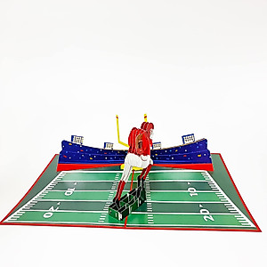 POP CARD EXPRESS American Football Birthday Card, 5.91 in x 7.87 in, Blank Envelope and Clear Plastic Bag Included